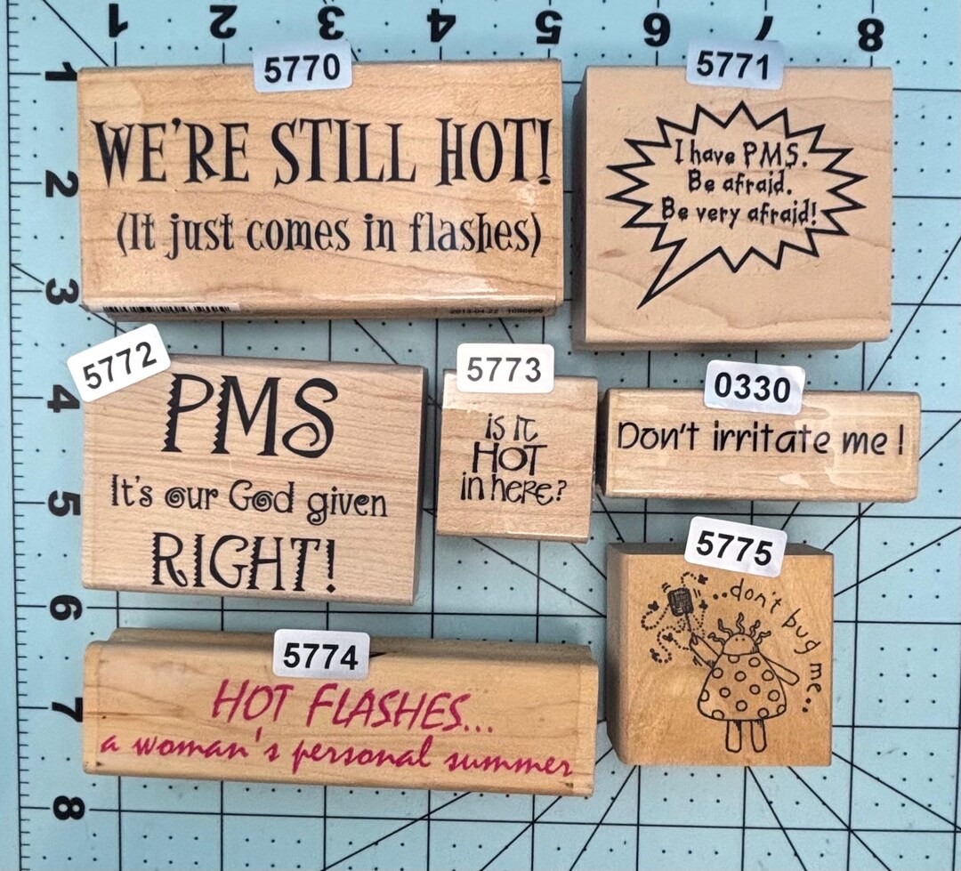 Verbiage Woman PMS Menopause Wood Mounted Rubber Stamps Vintage - Etsy