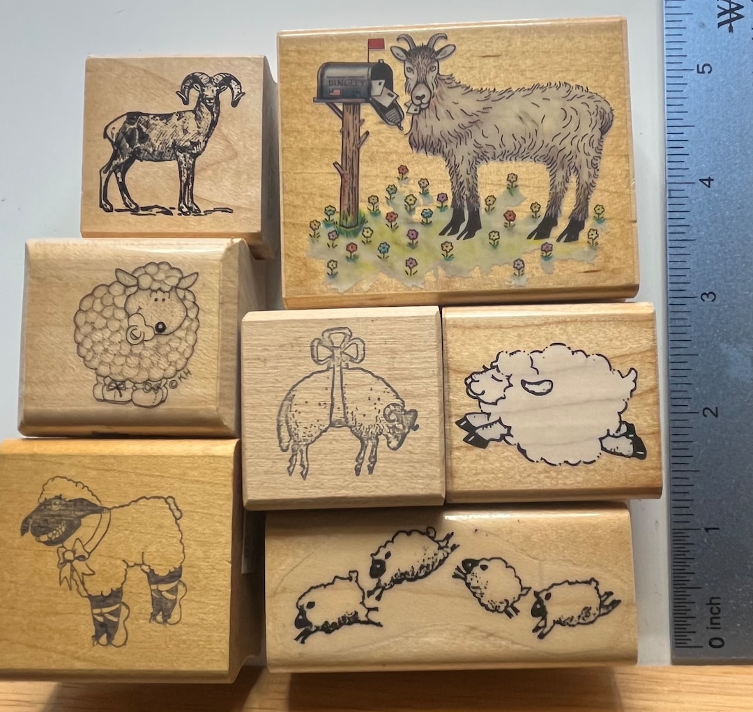 SHEEP / GOAT Lamb Ram Wood Mounted Rubber Stamps - Etsy