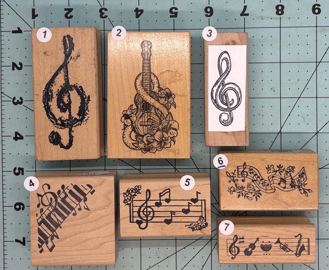 Music Notes Wood Mounted Rubber Stamps Vintage - Etsy