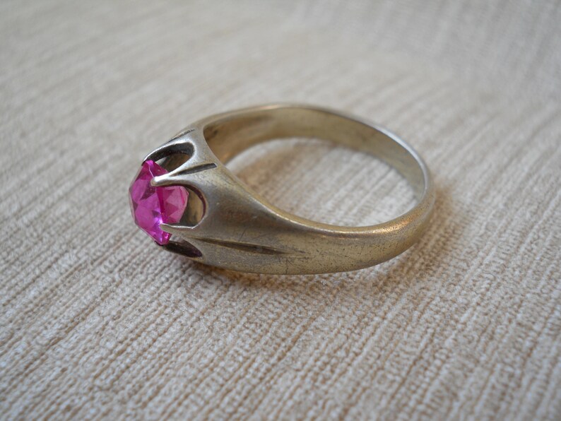 Vintage silver Gold plated Ring 875 stamp synthetic amethyst | Etsy