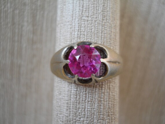 Vintage silver Gold plated Ring 875 stamp synthetic amethyst | Etsy
