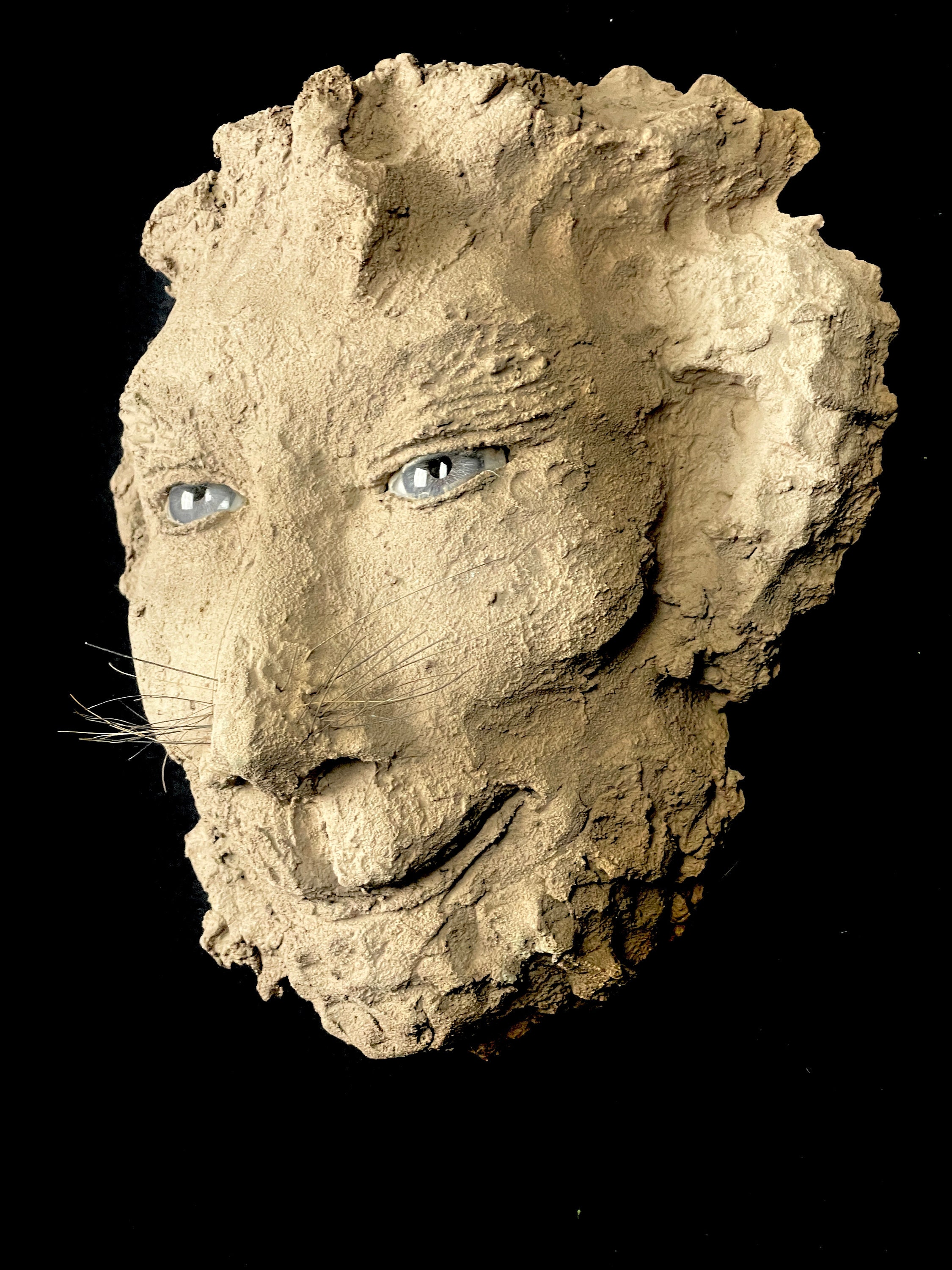 Original Concrete Sculpture Hand Sculpted Garden Face Rock | Etsy