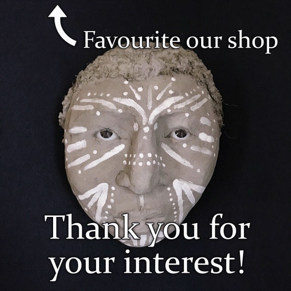 Aboriginal Carving Face Reusable Aboriginal Art 3 Layers Cotton Fabric