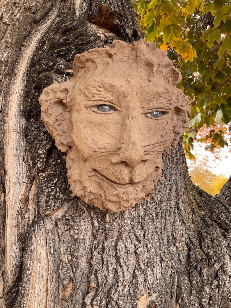 Original Concrete Sculpture | Hand Sculpted Garden Face | Rock Garden ...