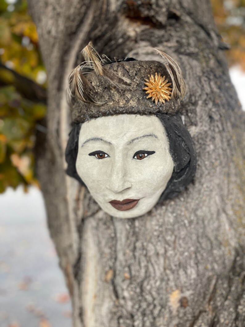 Cultural Sculpture Wall Sculpture Cement Face Female - Etsy