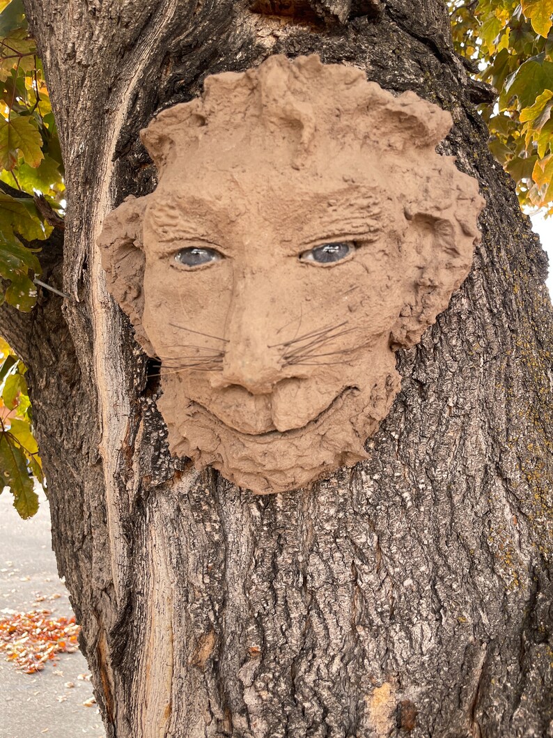Original Concrete Sculpture | Hand Sculpted Garden Face | Rock Garden ...