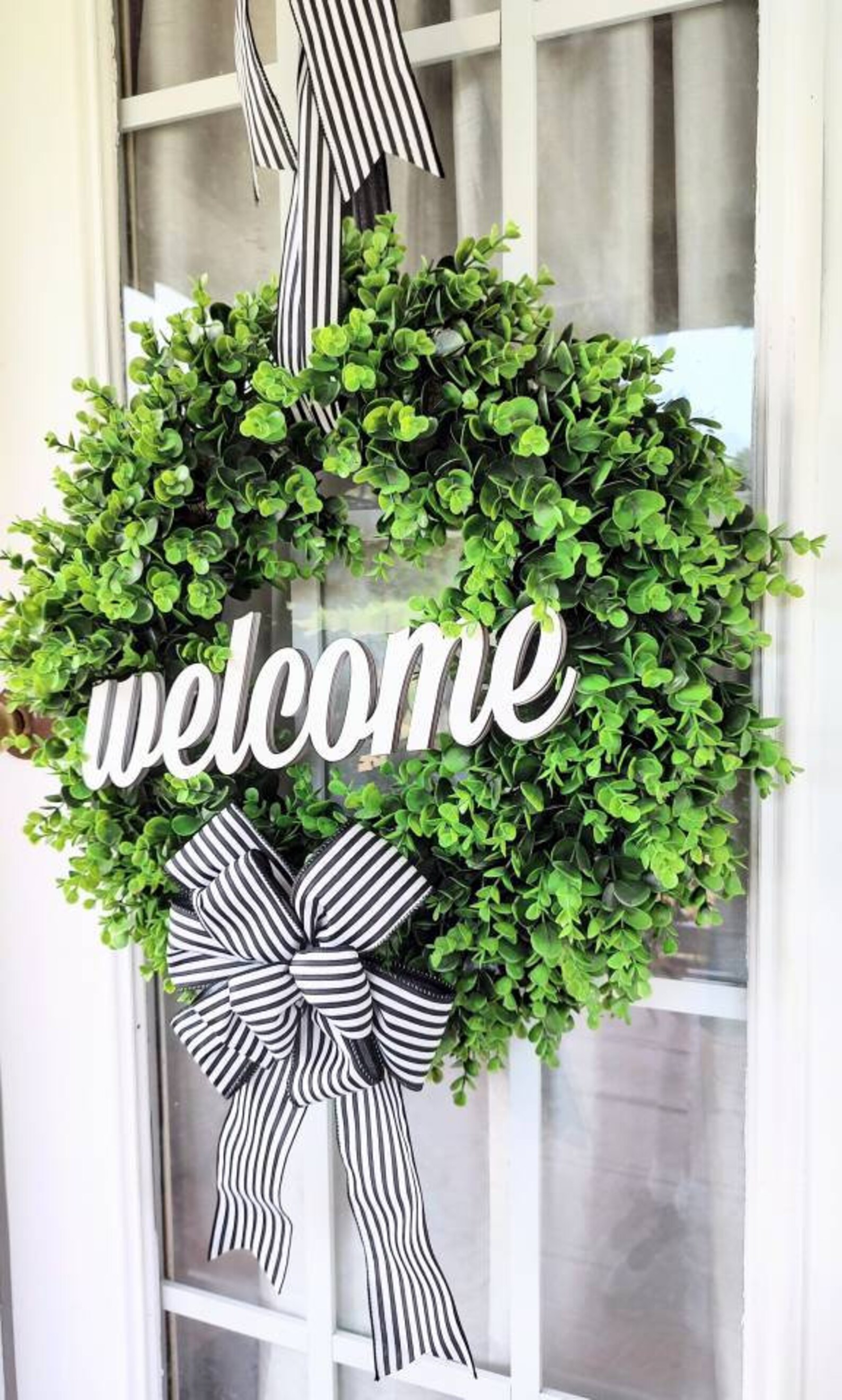 Everyday Wreath for Front Door Welcome Boxwood Wreath Boho - Etsy