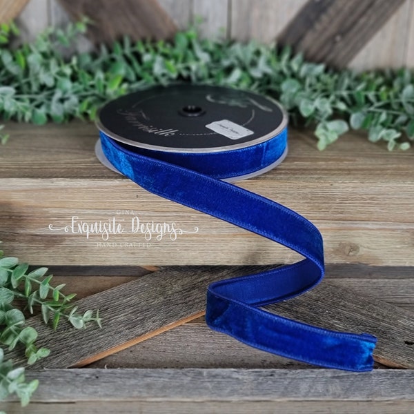 Royal Blue Velvet Ribbon Wired 2.5 - Etsy
