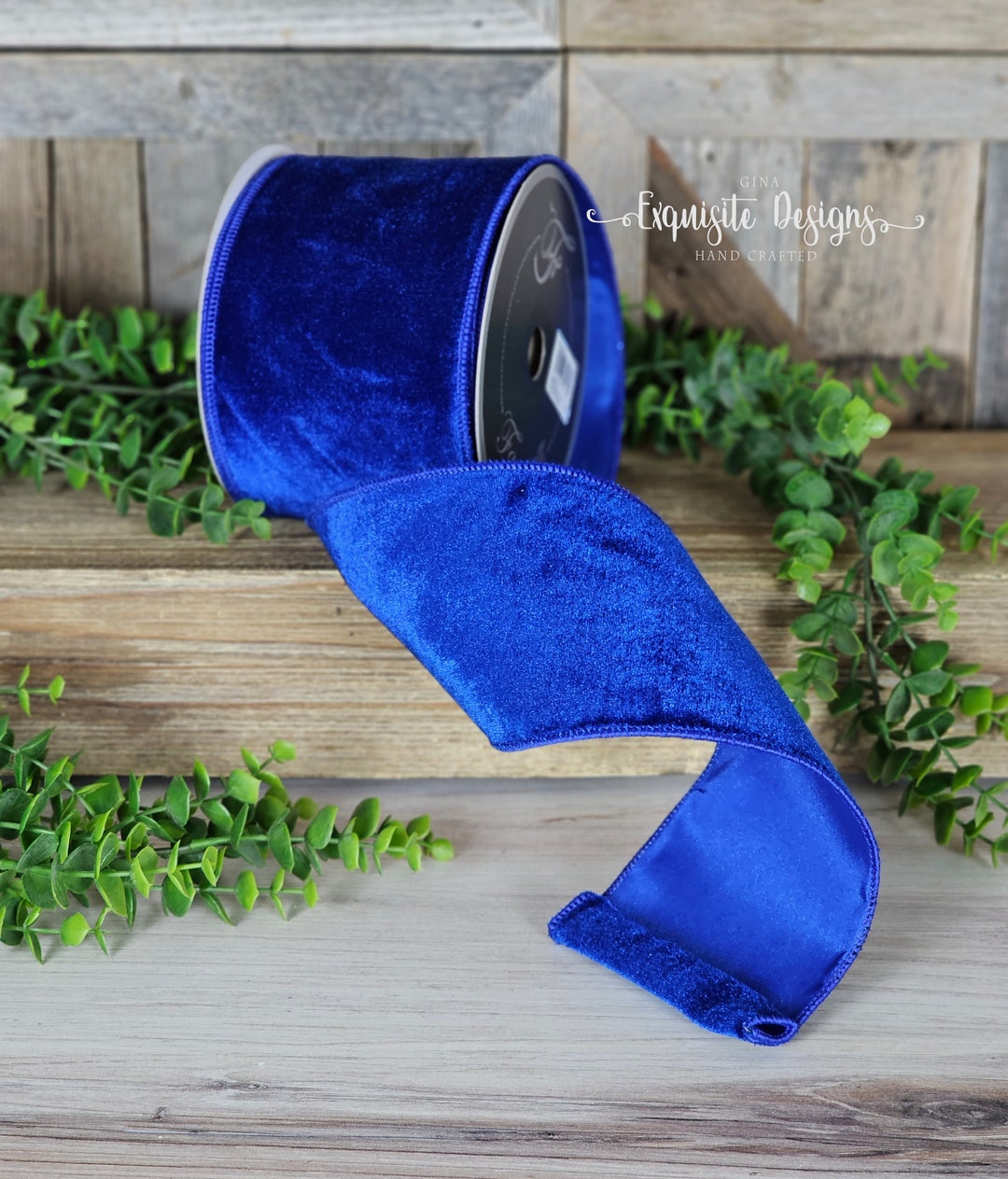 10 Yards, 4 Inch Wired Ribbon, Velveteen Ribbon, Midnight Blue Ribbon ...