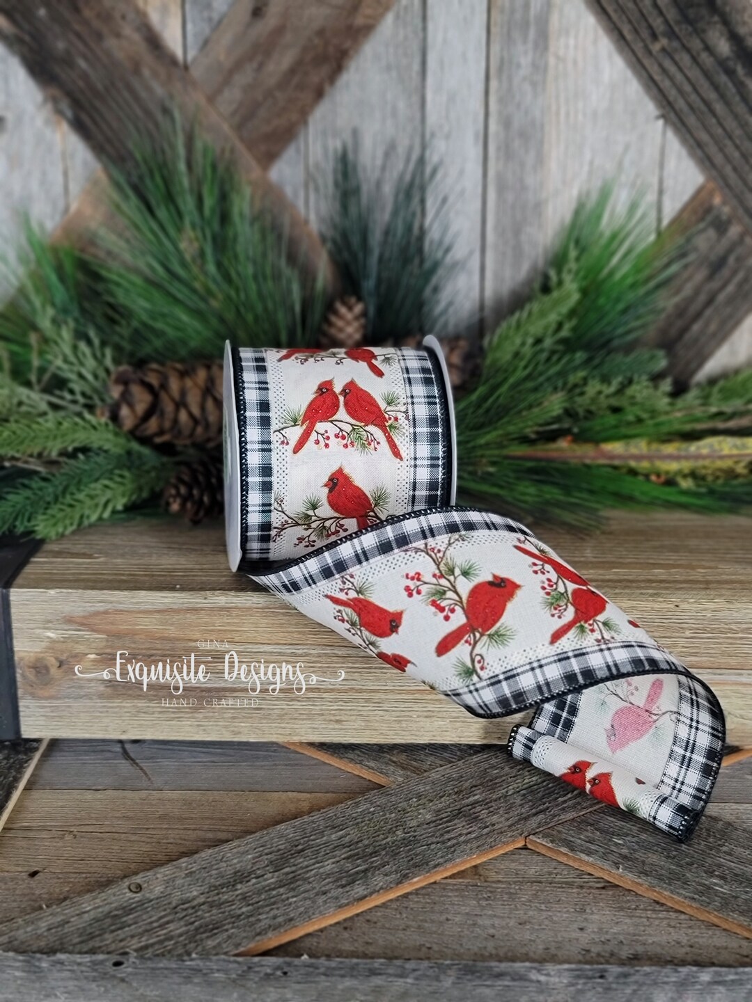 10 Yards, 4 Inch Wired Ribbon, Cardinal Ribbon, Christmas Ribbon, Wired ...