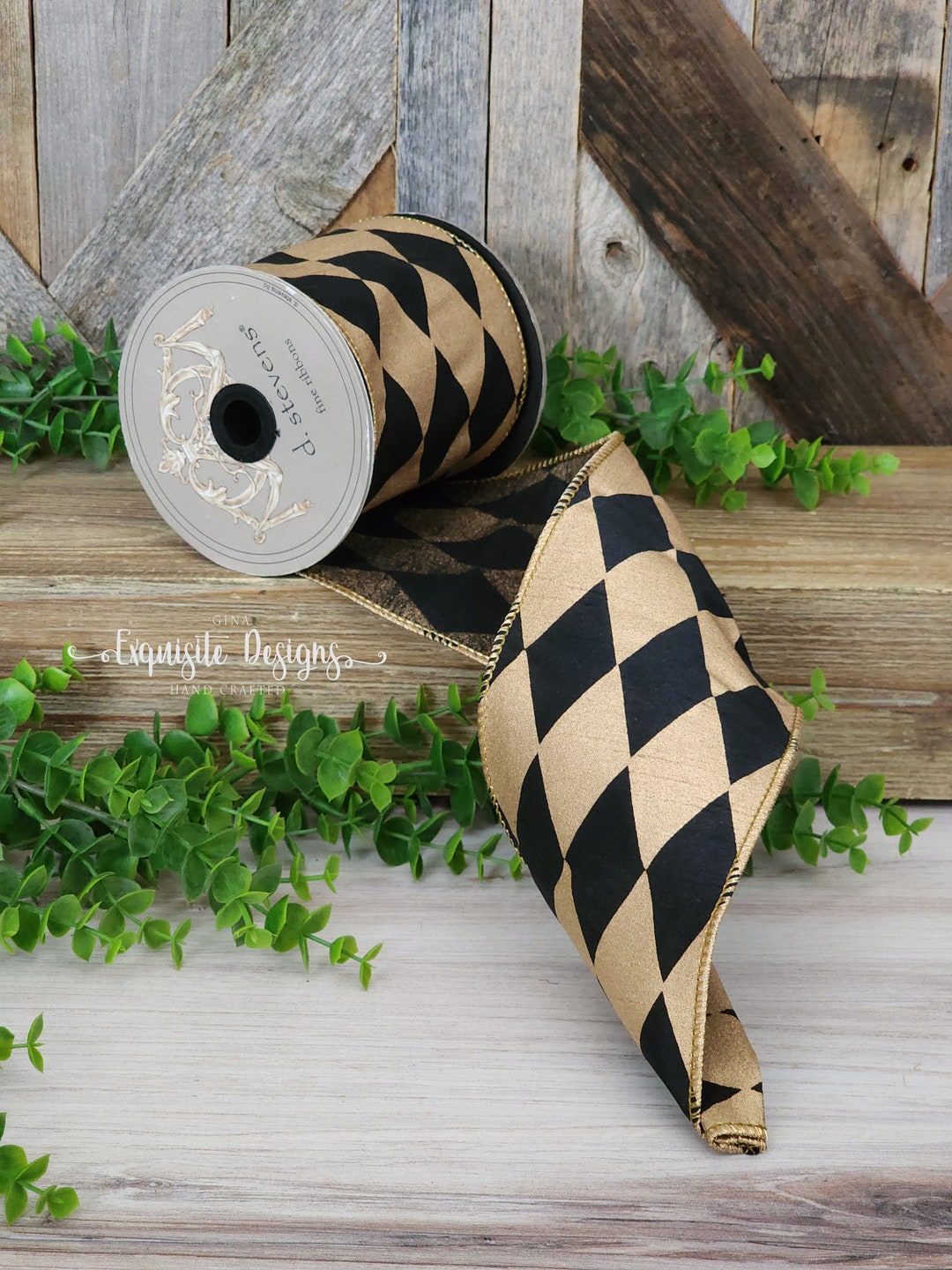 10 Yards, 4 Inch Wired Ribbon, Mardi Gras Ribbon, Harlequin Ribbon ...