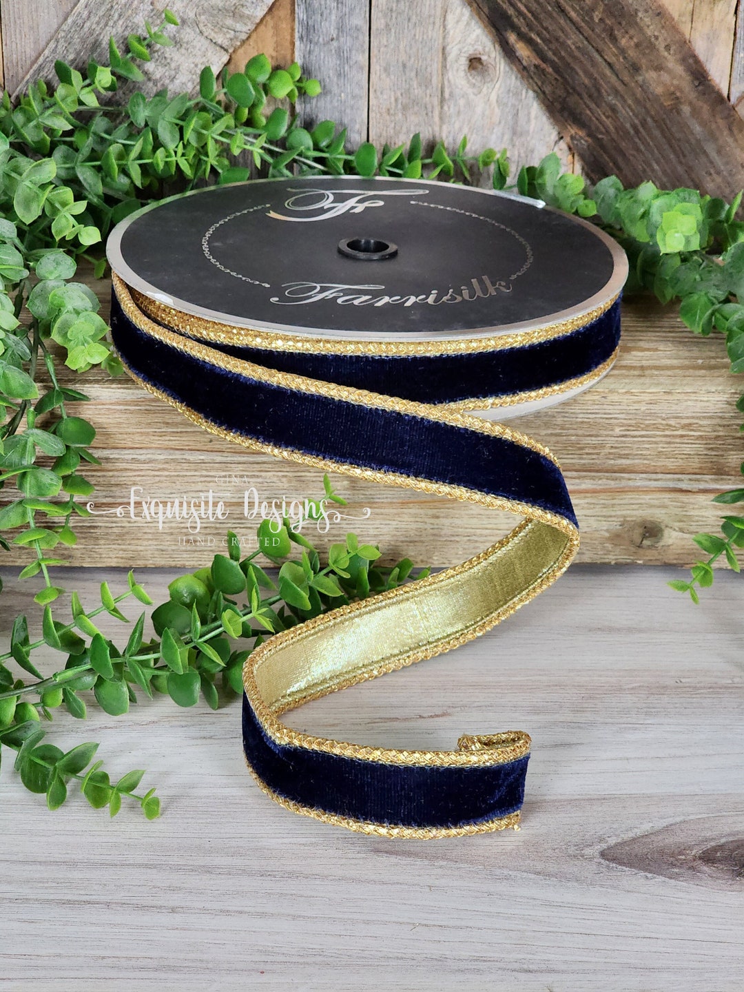 10 Yards, 1 Inch Wired Ribbon, Velvet Ribbon, Navy Blue Ribbon ...