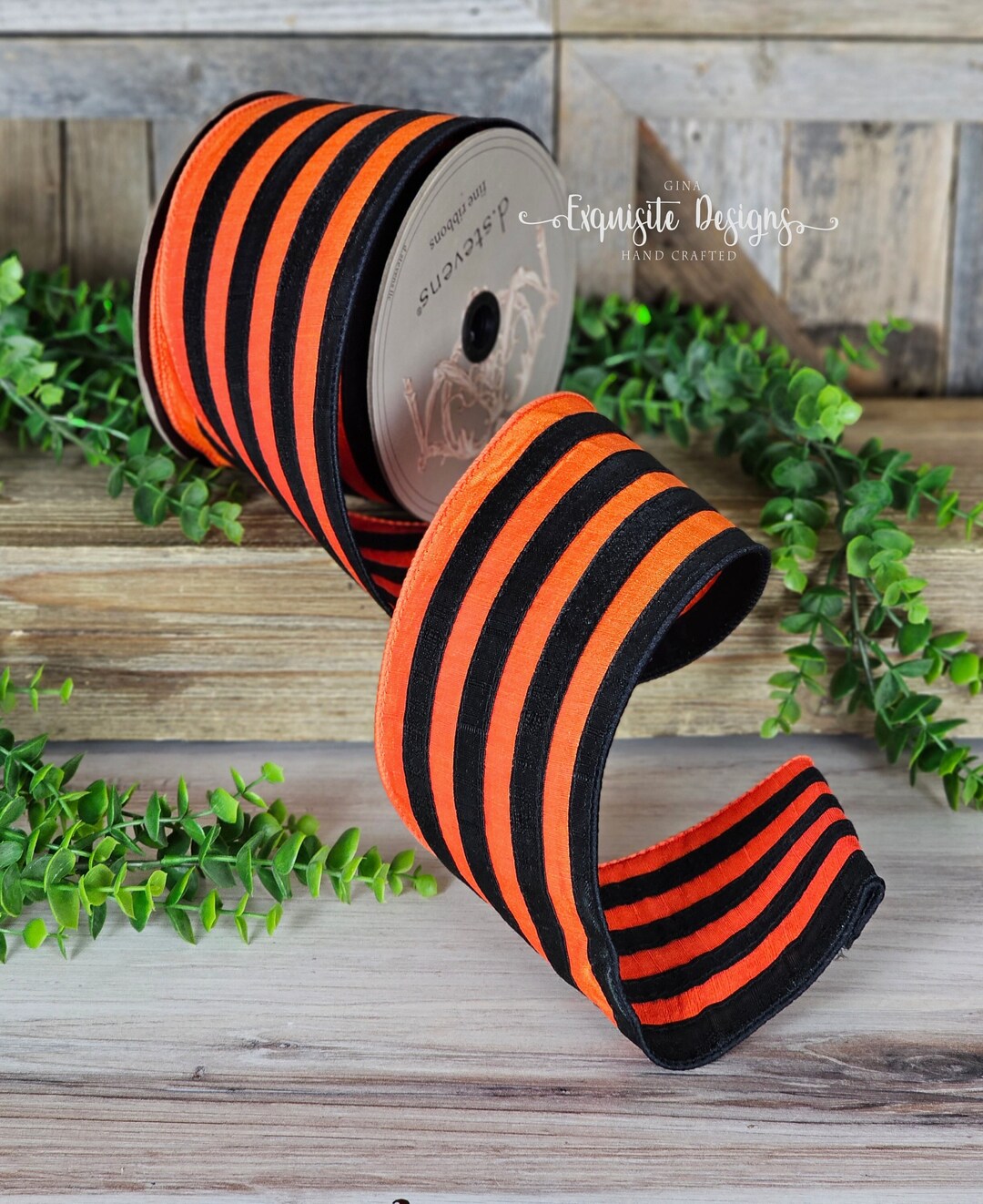 10 Yards 4 Inch Wired Ribbon Halloween Ribbon Stripe Orange - Etsy