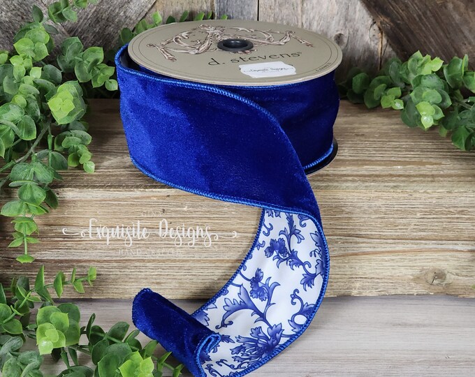 10 Yards, 2.5 Inch Wired Ribbon, Chinoiserie Ribbon, Velvet Ribbon ...