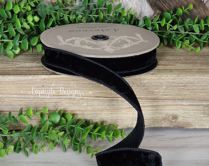 10 Yards, 1 Inch Wired Ribbon, Velvet Ribbon, Dusty Blue Ribbon ...