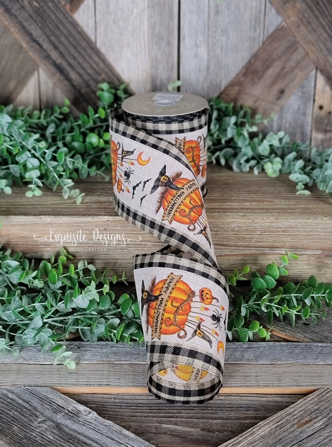 10 Yards, 4 Inch Wired Ribbon, Halloween Ribbon, Wired Ribbon, Wreath ...