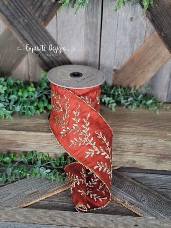 10 Yards 4 Inch Wired Ribbon Embroidery Ribbon Bittersweet - Etsy