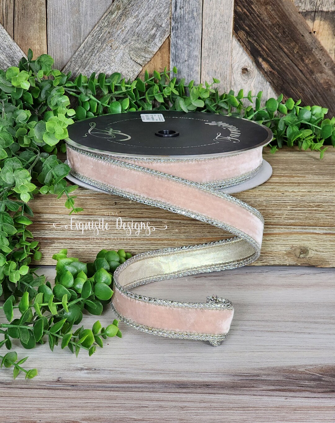 10 Yards, 1 Inch Wired Ribbon, Velvet Ribbon, Pink and Silver Ribbon ...