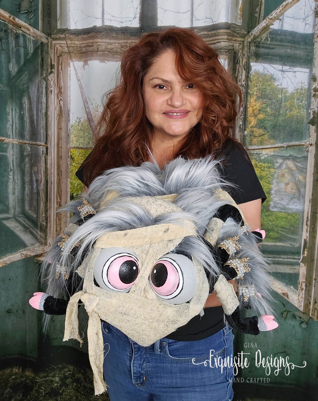 PINK Mummy Spider, Spider Wreath Attachment, Halloween Decor, Spider ...