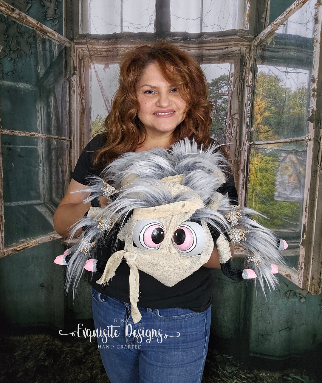 PINK Mummy Spider, Spider Wreath Attachment, Halloween Decor, Spider ...