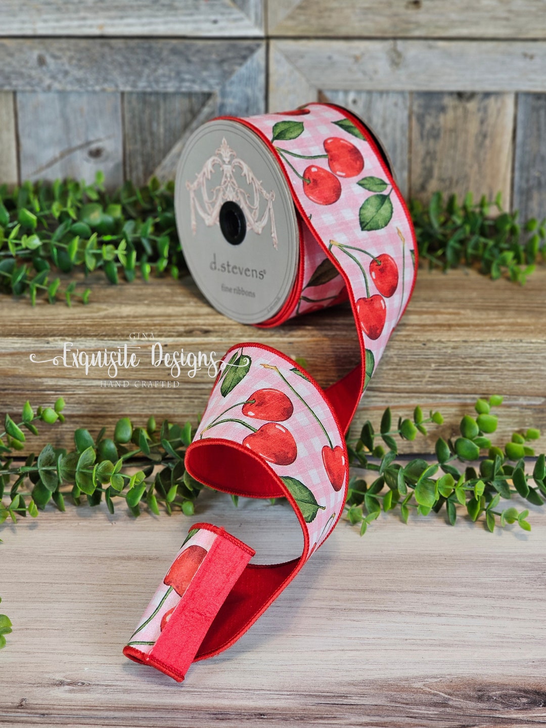 10 Yards, 3 Inch Wired Ribbon, Hot Pink and Green Ribbon, Doble Sided ...