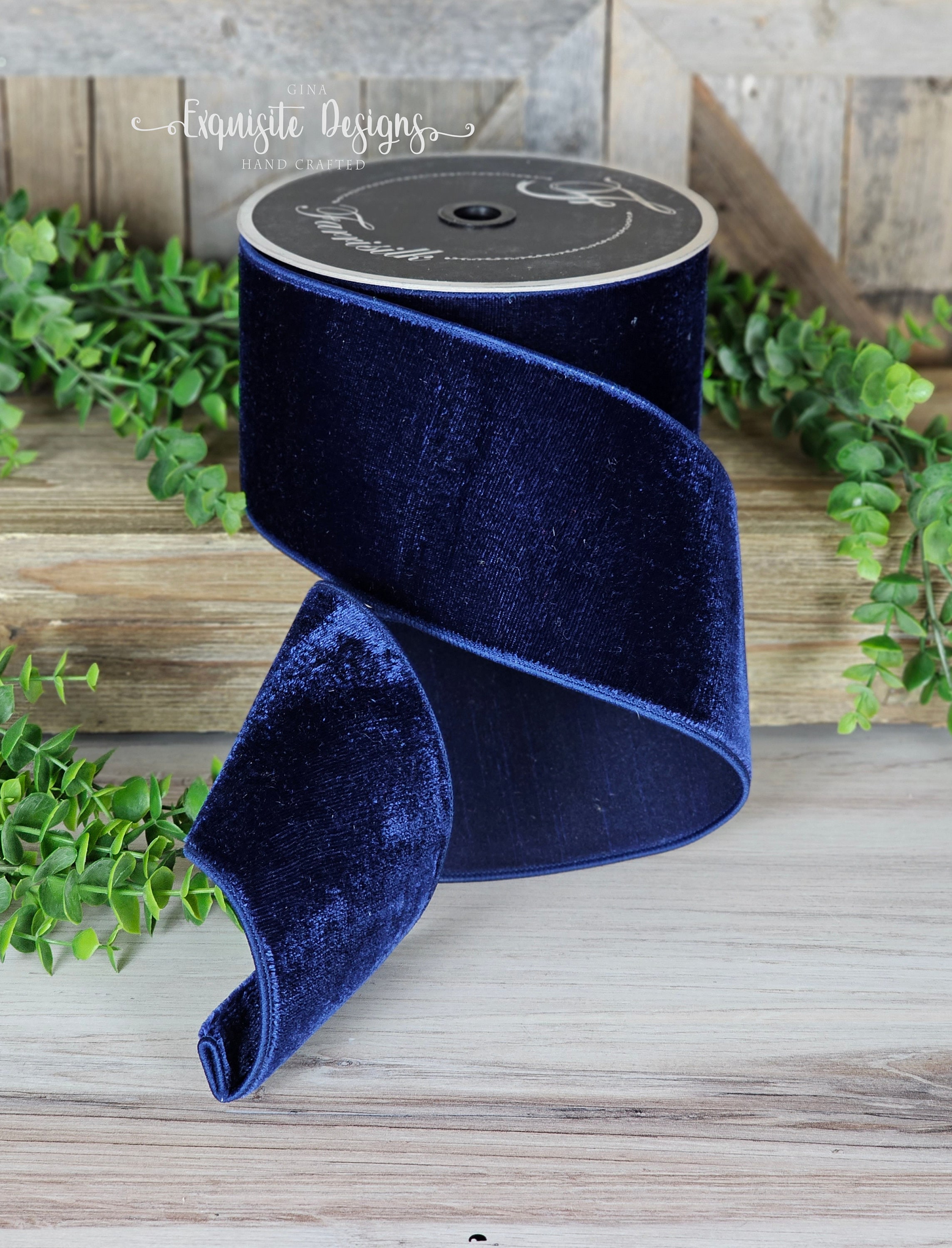 10 Yards 4 Inch Wired Ribbon Velvet Ribbon Navy Blue - Etsy