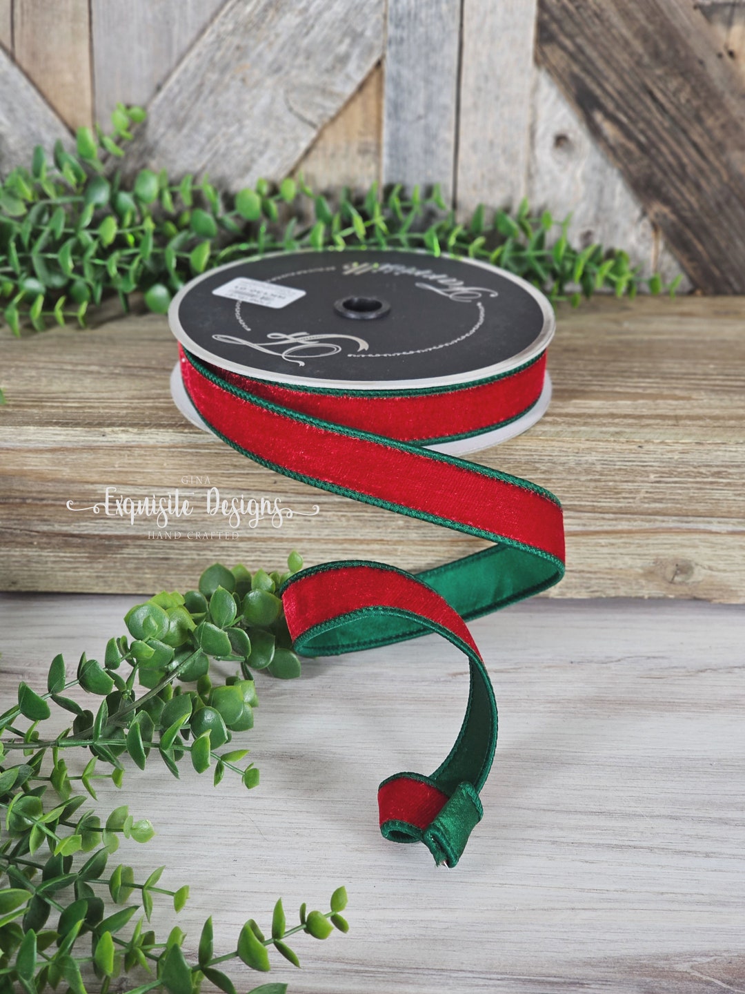 10 Yards, 1 Inch Wired Ribbon, Velvet Ribbon, Two Tone Ribbon, Red ...