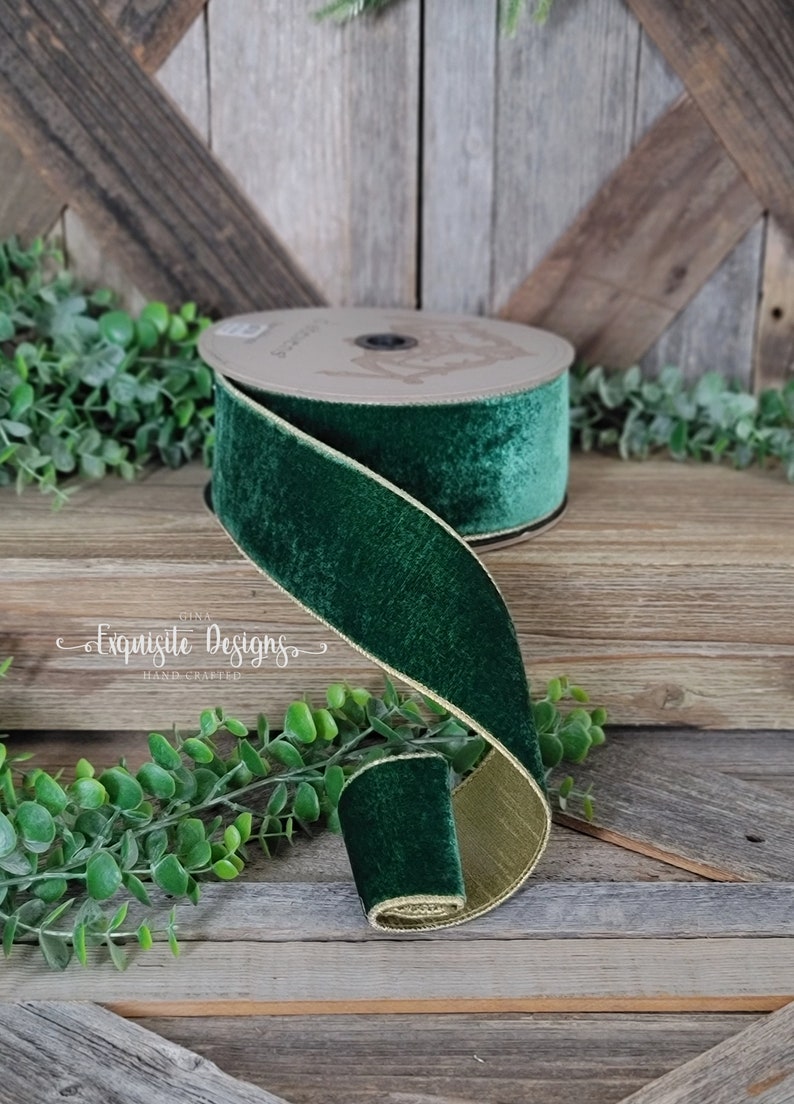 10 Yards 2.5 Inch Wired Ribbon Velvet Ribbon Pine Green - Etsy