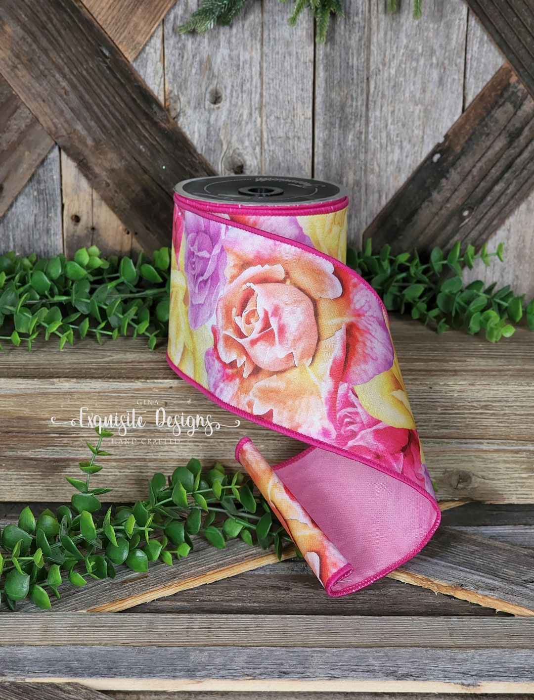 10 Yards 4 Inch Wired Ribbon Vibrant Roses Spring Ribbon - Etsy