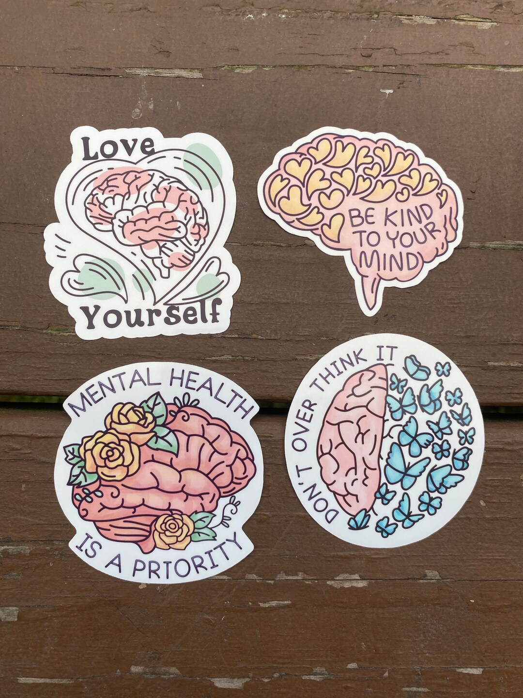 4 Piece Mental Health Awareness Sticker Pack| Love Yourself Sticker Set ...