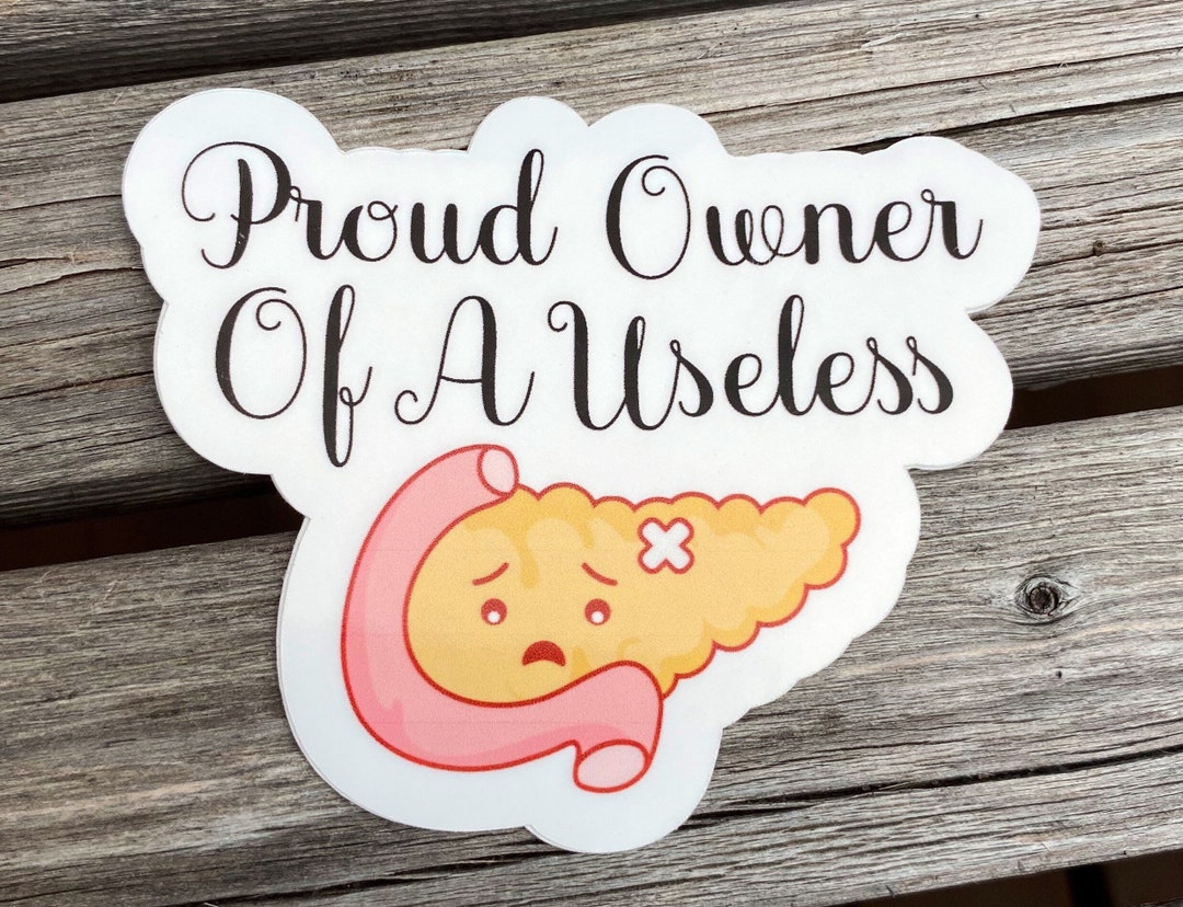 Proud Owner of A Useless Pancreas Sticker| Sad Face Pancreas Sticker ...