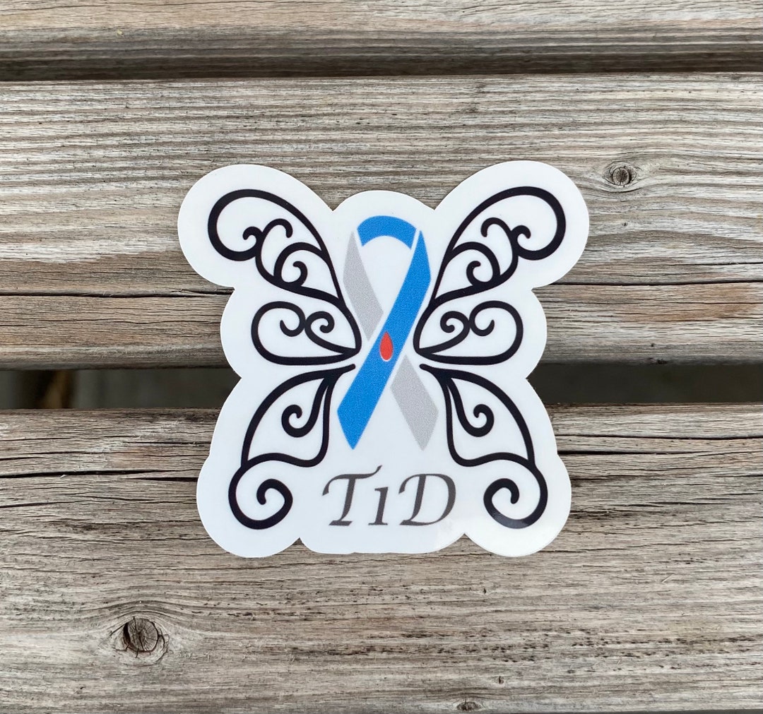 T1D Awareness Butterfly Sticker With Ribbon and Blood Drop. Perfect for ...