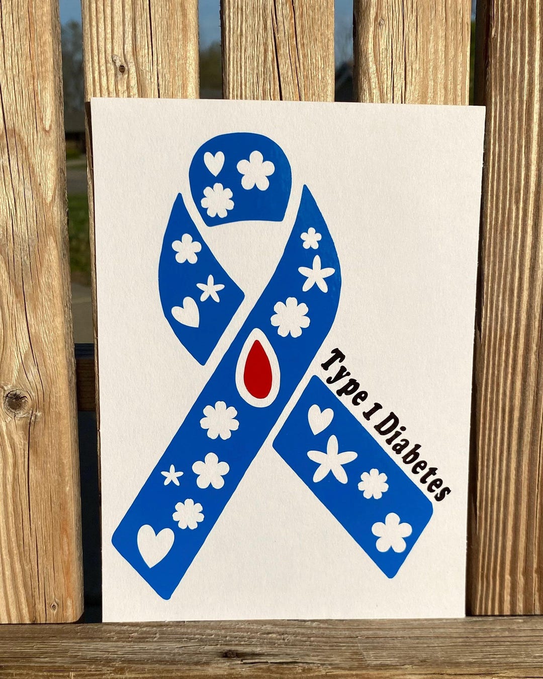 T1D Awareness Ribbon Vinyl Decal. Type 1 Diabetes Flower Awareness ...