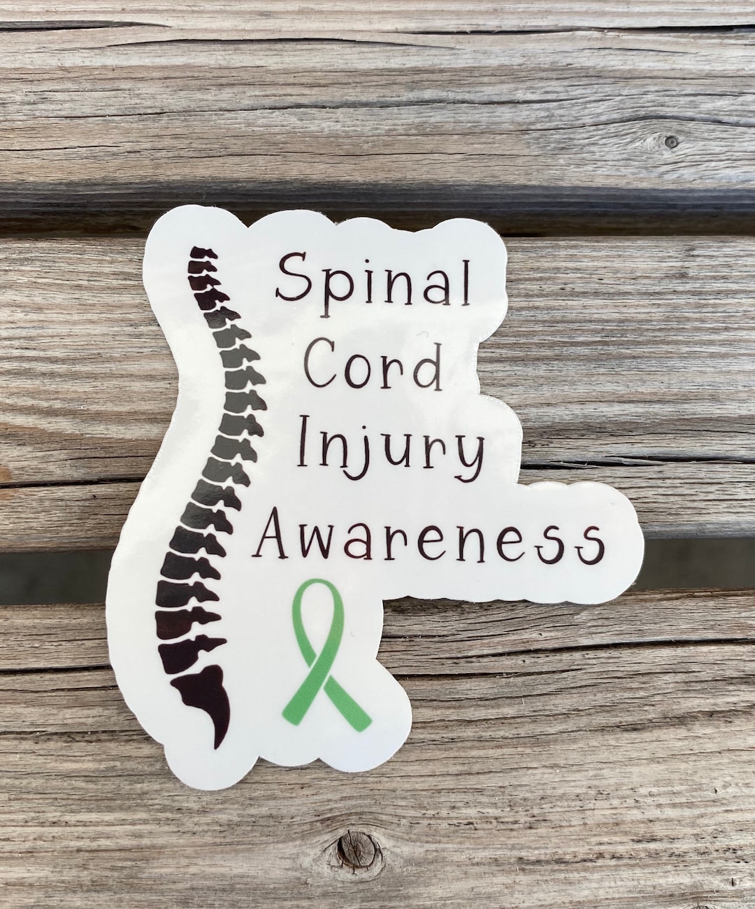 Spinal Cord Injury Awareness Sticker: Green Ribbon, Spine Graphic - Etsy