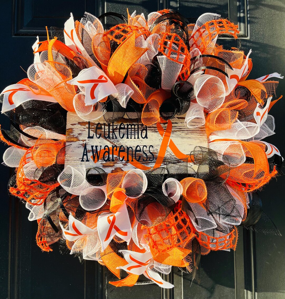Leukemia Awareness Wreath| Orange Ribbon XL Wreath| Handmade Awareness ...