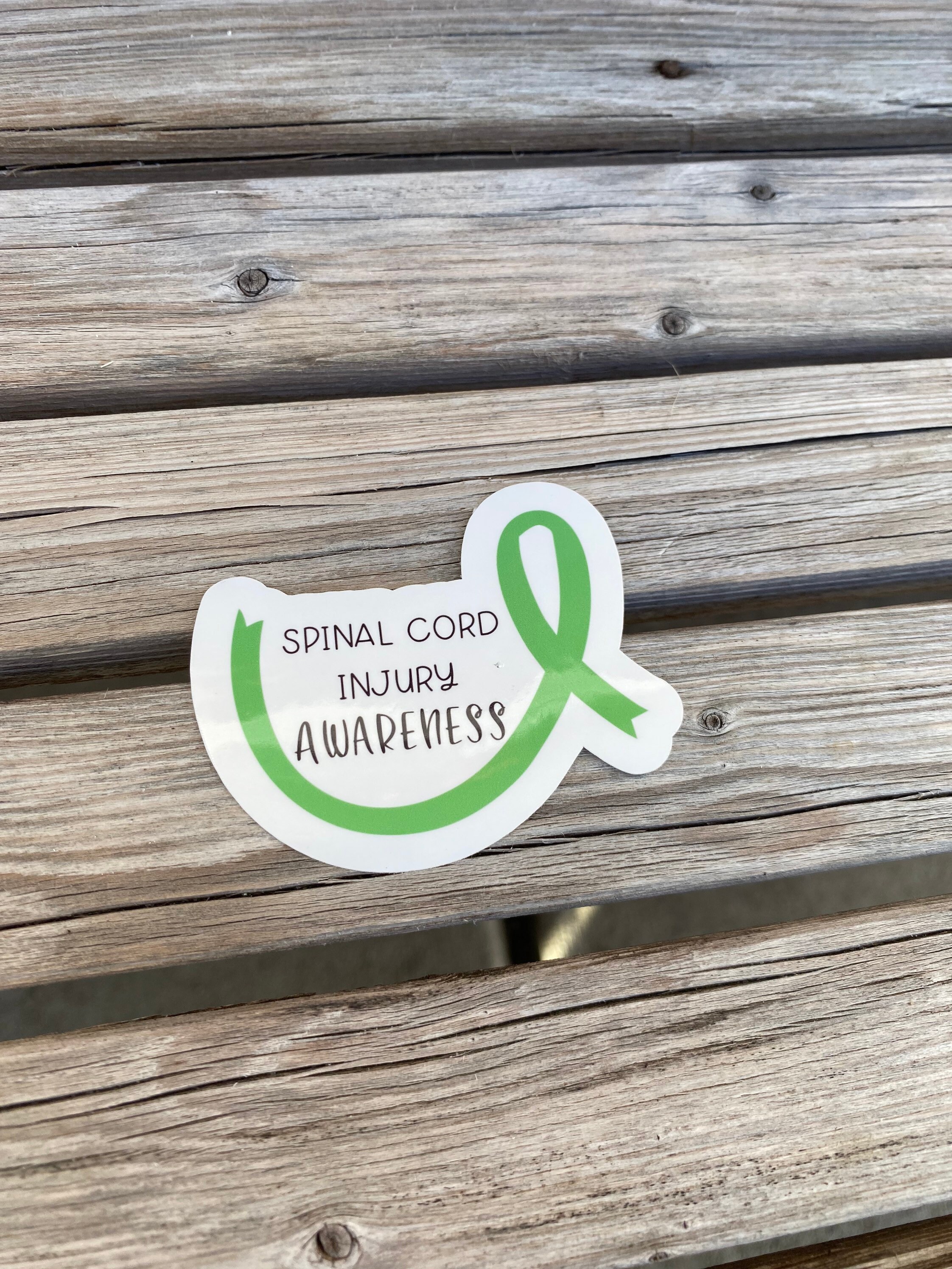 Spinal Cord Injury Awareness Sticker With Green Ribbon. Custom - Etsy