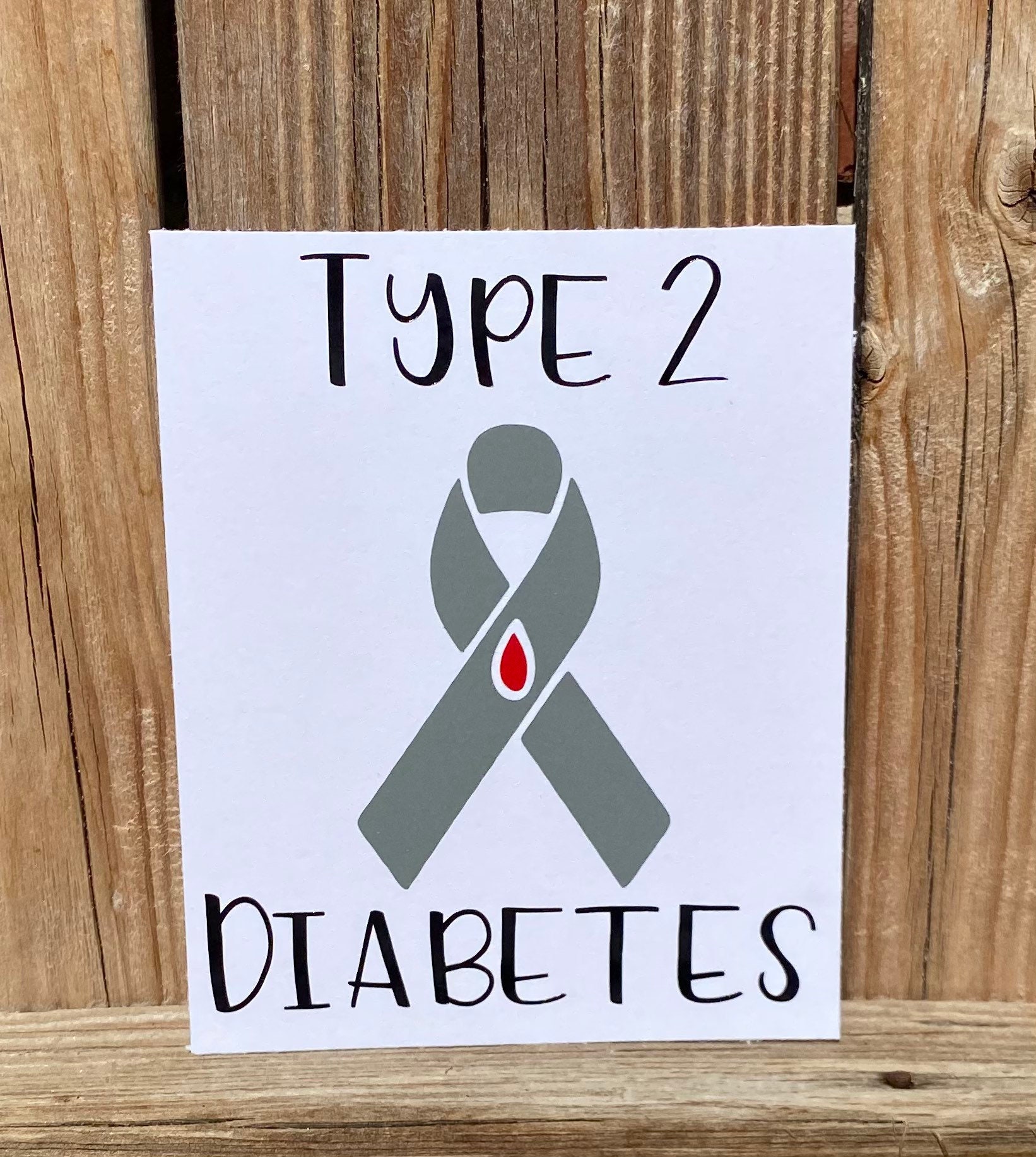 Type 2 Diabetes awareness ribbon decal with blood drop. Grey - Etsy.de