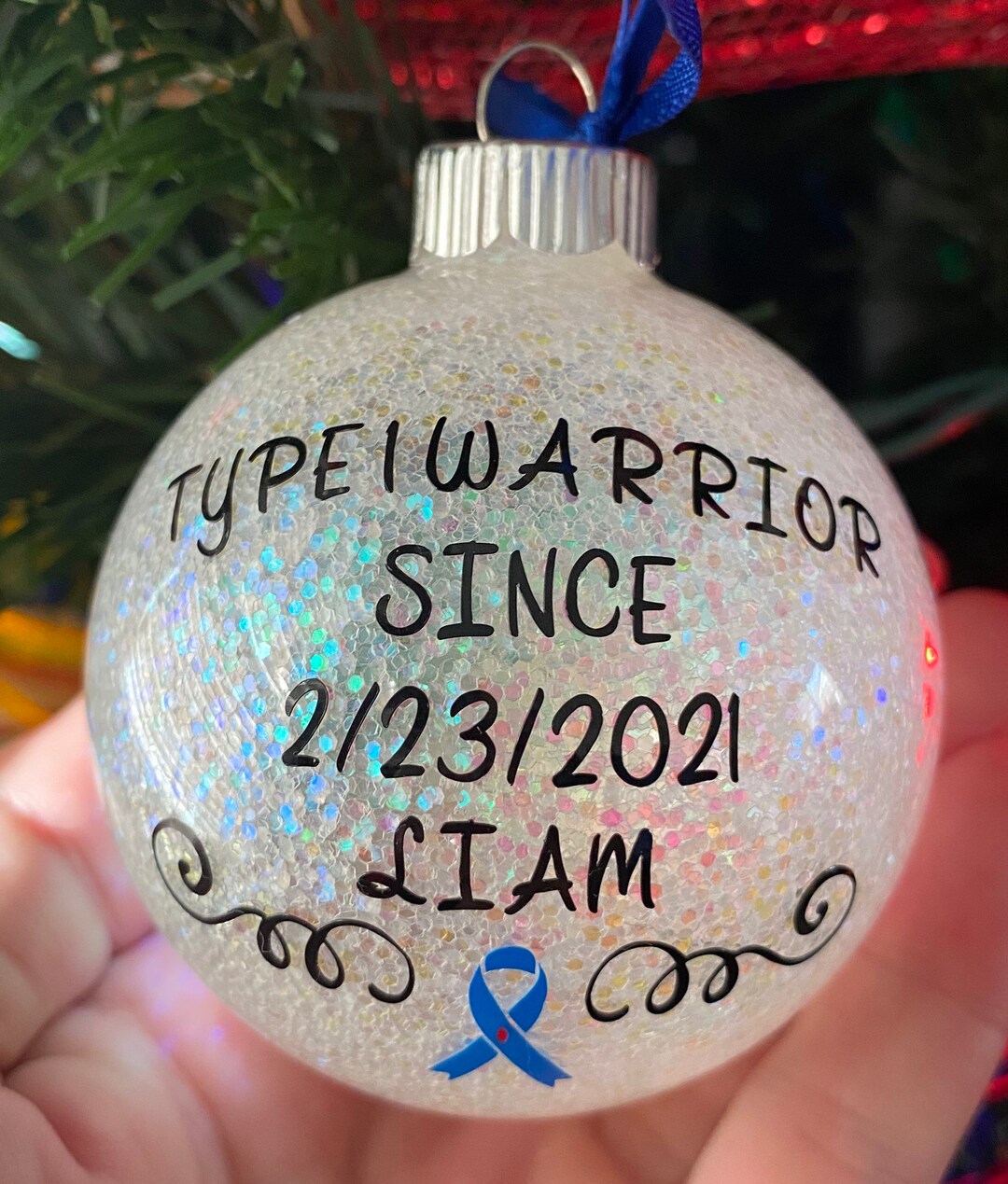 Personalized Type 1 Warrior Glitter Glass Ornament: Diaversary Gift - Etsy