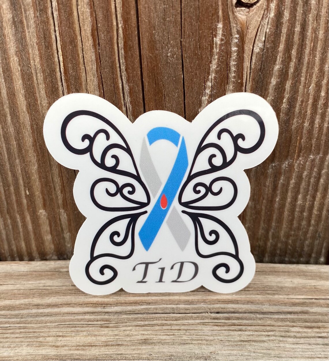 T1D Awareness Butterfly Sticker With Ribbon and Blood Drop. | Etsy
