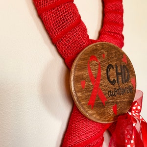 CHD Burlap Awareness Ribbon With Handmade Wood Sign. Congenital Heart ...