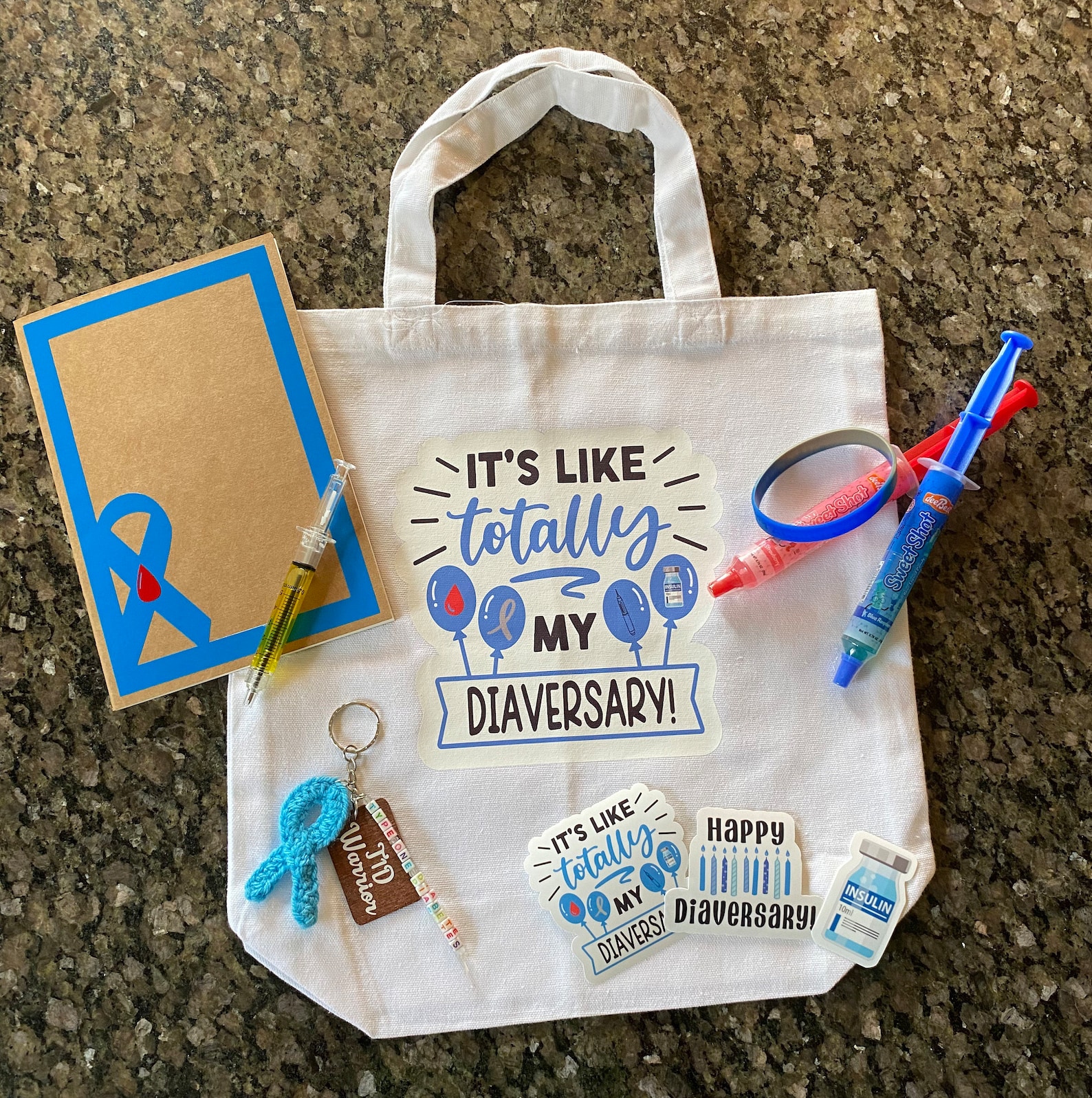Happy Diaversary Gift Bag Set Diabetes Tote Bag Gift Set - Etsy