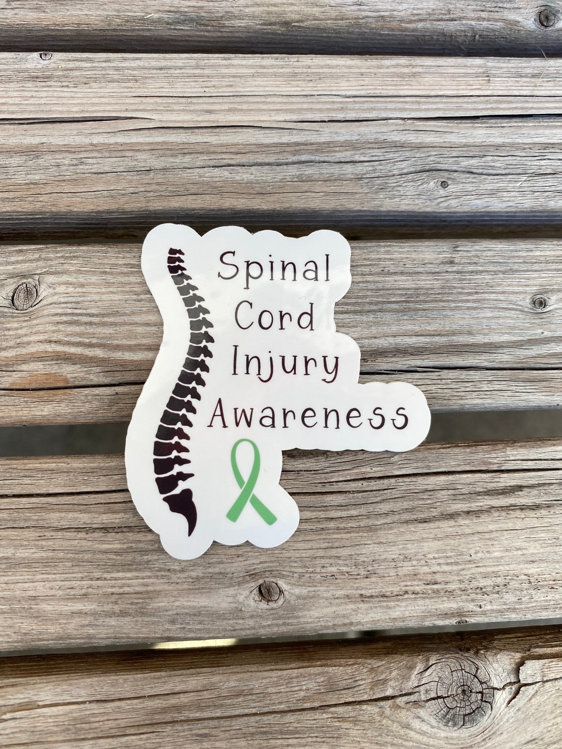 Spinal Cord Injury Awareness Sticker: Green Ribbon, Spine Graphic - Etsy