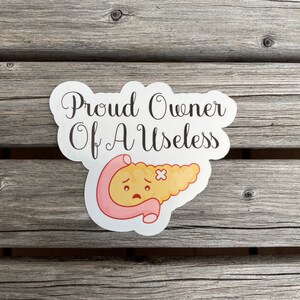 Proud Owner of A Useless Pancreas Sticker| Sad Face Pancreas Sticker ...