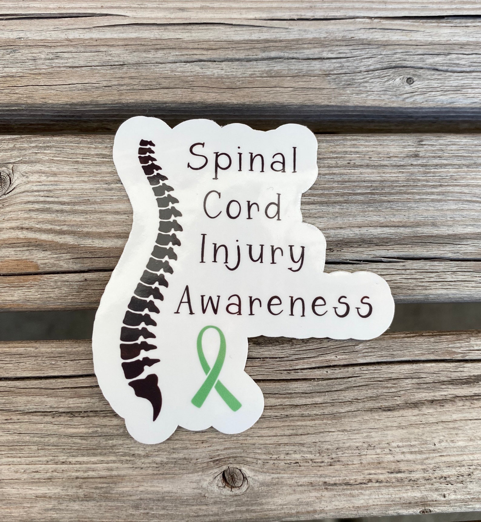 Spinal Cord Injury Awareness Sticker: Green Ribbon, Spine Graphic - Etsy