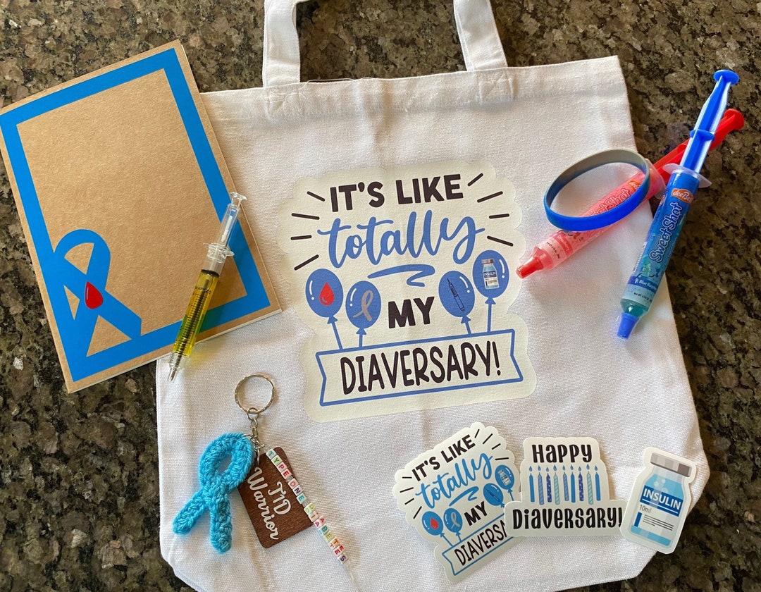 Happy Diaversary Gift Bag Set| Diabetes Tote Bag Gift Set| Type 1 ...
