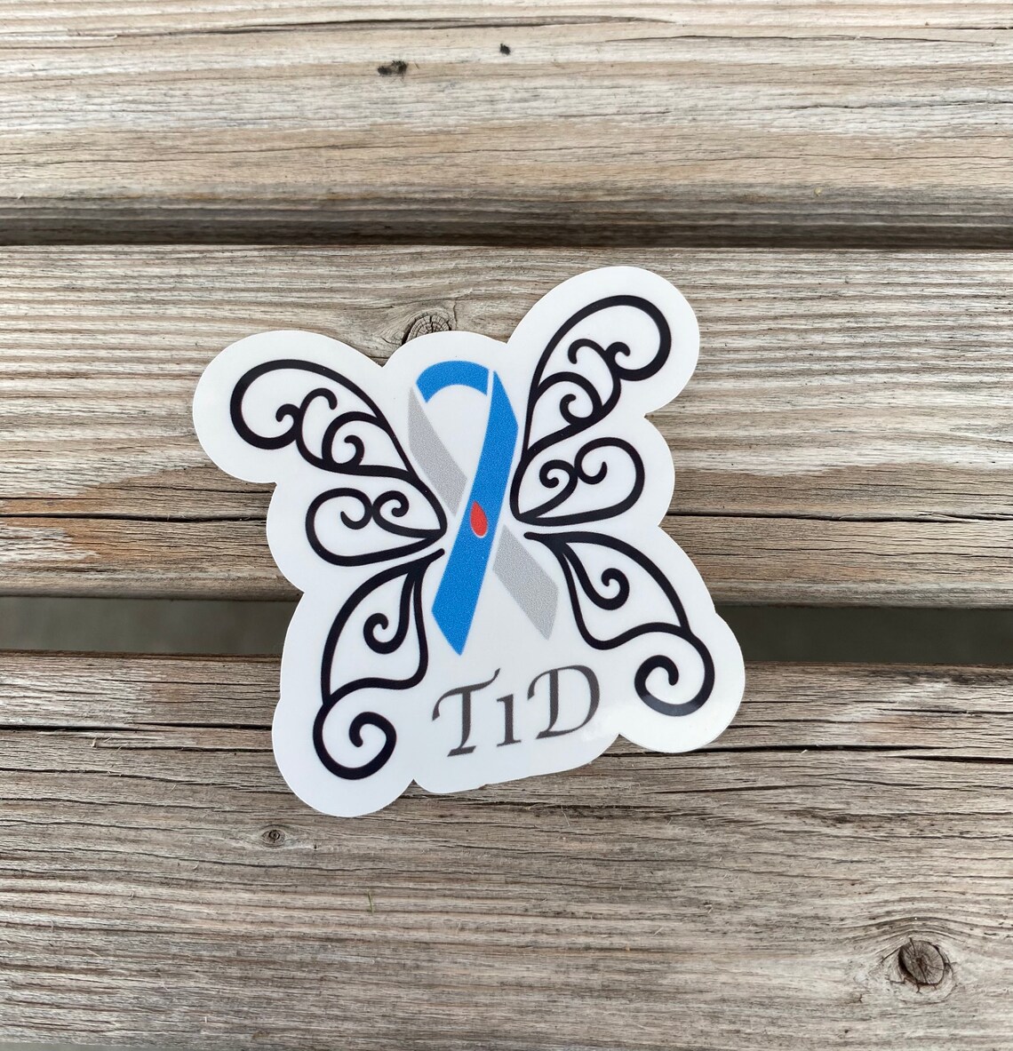T1D Awareness Butterfly Sticker With Ribbon and Blood Drop. | Etsy
