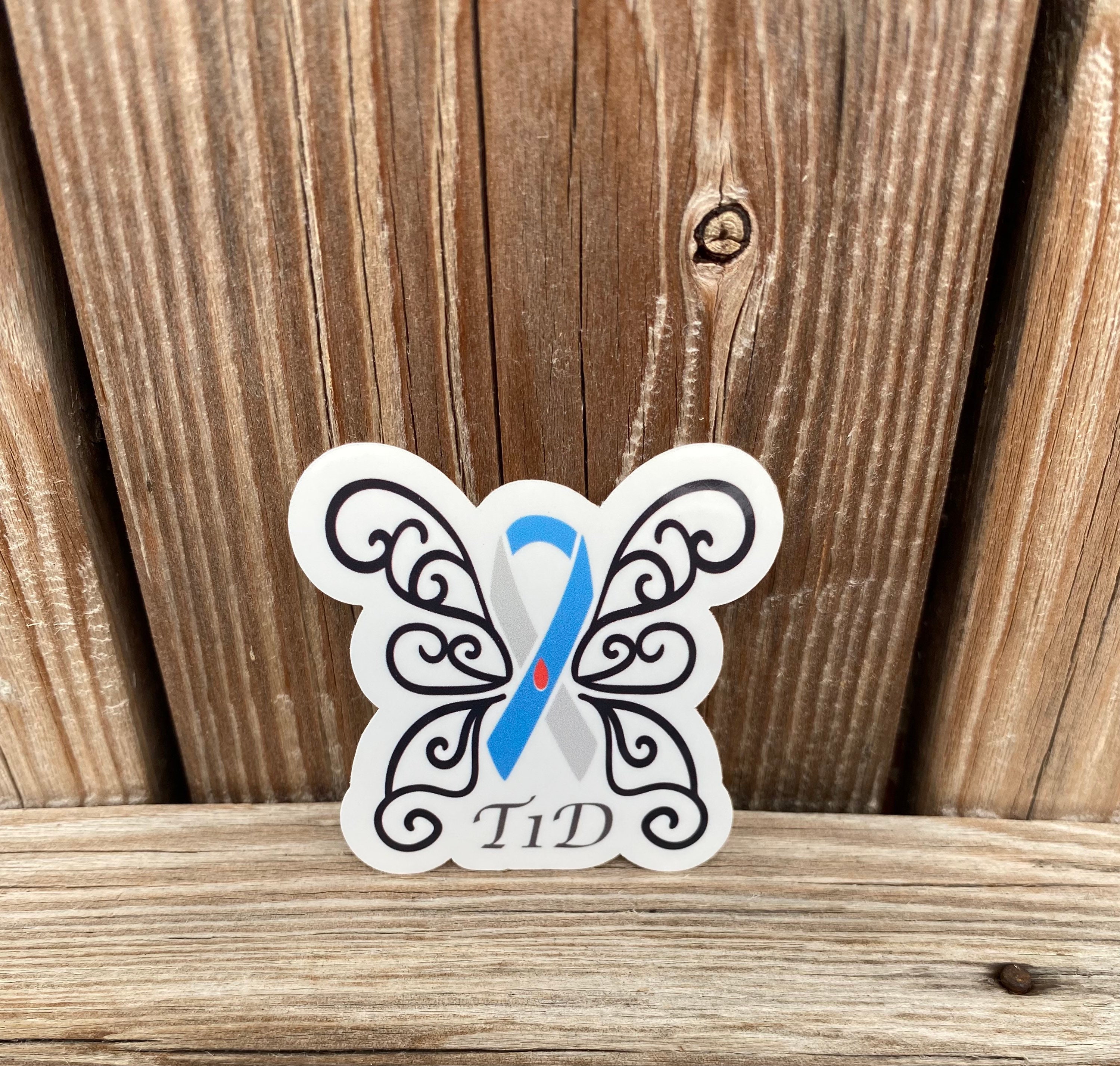 T1D Awareness Butterfly Sticker With Ribbon and Blood Drop. | Etsy