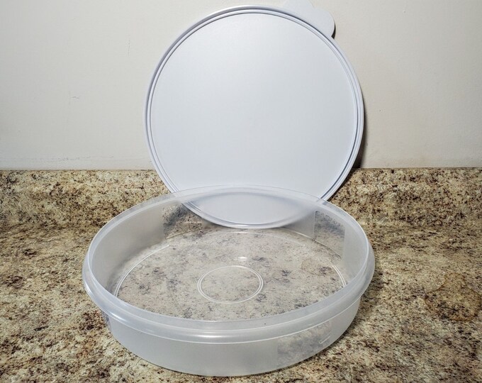 TUPPERWARE Freezersmart Round Container Pie Keeper White BUTTERFLY Tab ...