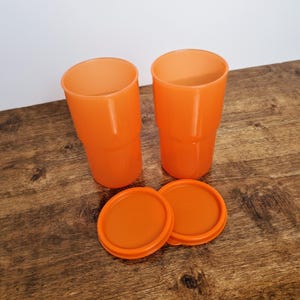 NEW Tupperware Tabletop Tumblers 12 Oz 350ml Cups Set of 2 Orange 2412 ...