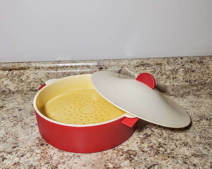 Tupperware Mini Micro Steamer Microwave Rice Vegetable Cooker #3592 Red ...